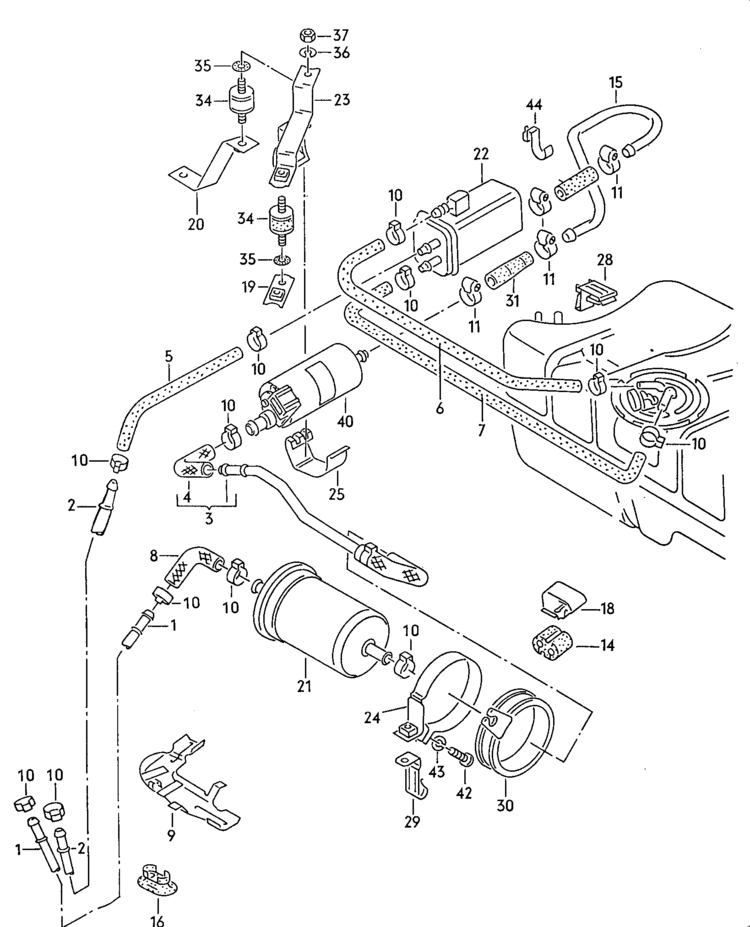 Schläuche an Benzintank, Pumpe und Benzinfilter – Golf 1 und Golf ...